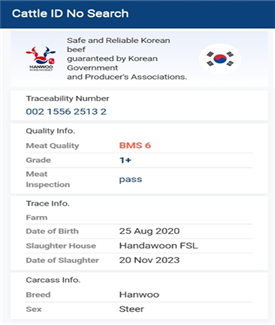 Traceability Number & QR code | Hanwoo Guide | Hanwoo Beef Export ...